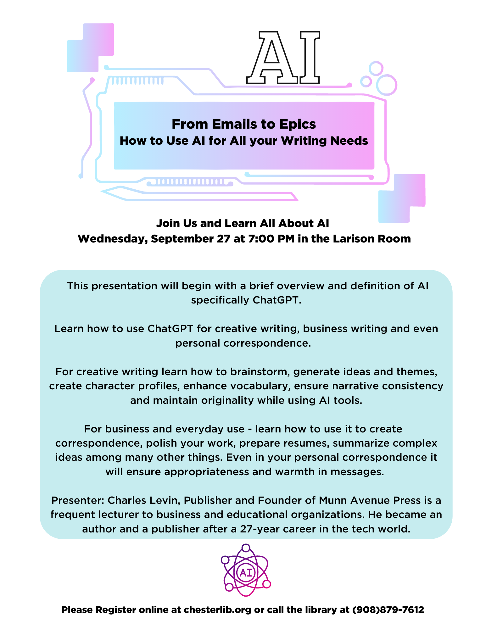 AI Flyer (3) | Chester Library